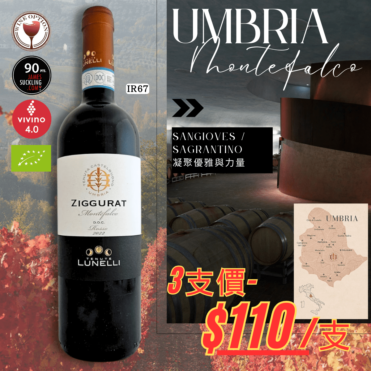 Tenute Lunelli Ziggurat Montefalco Rosso DOC 2022-編號IR6