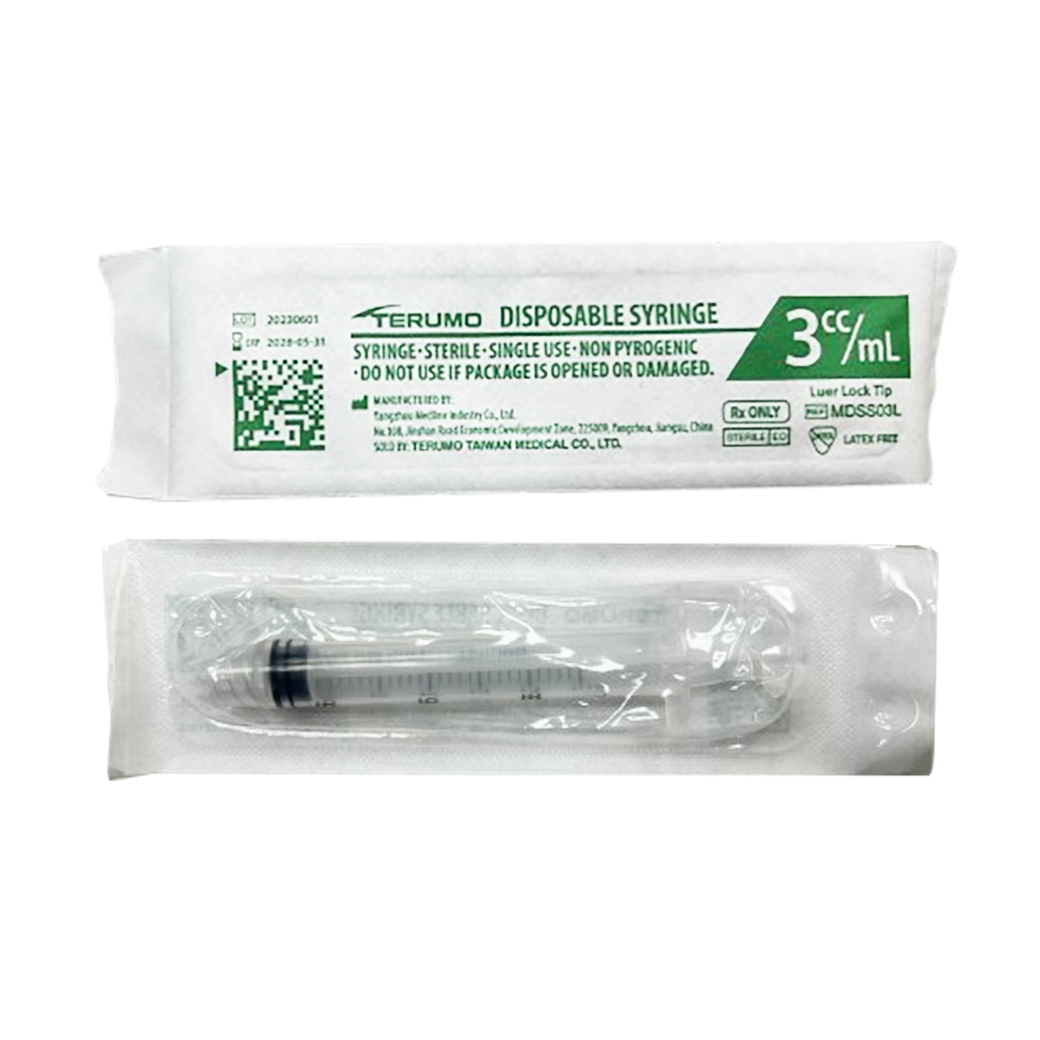 泰爾茂 一次性使用注射器(附針/不附針) TERUMO 3cc/ml 無針頭 有螺旋 注射筒 針筒