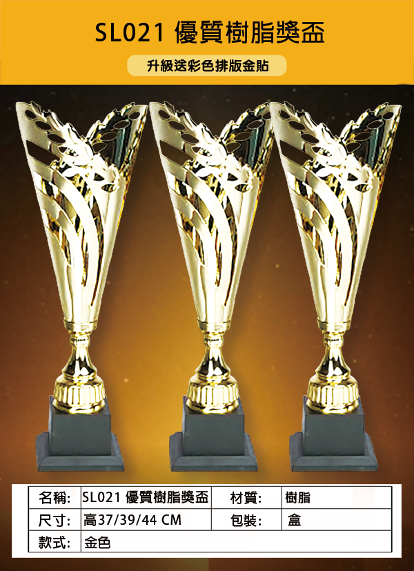 訂製優質樹脂獎盃 升級送彩色排版金貼 SL021