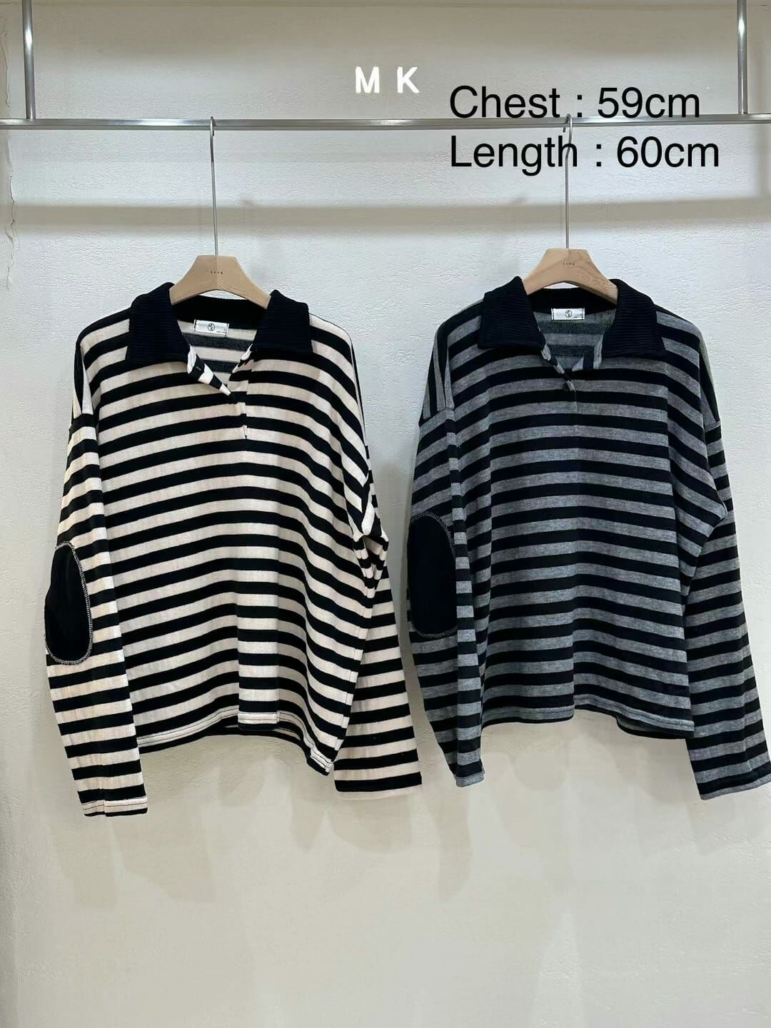 MK3318 橫間手袖補丁Polo上衣