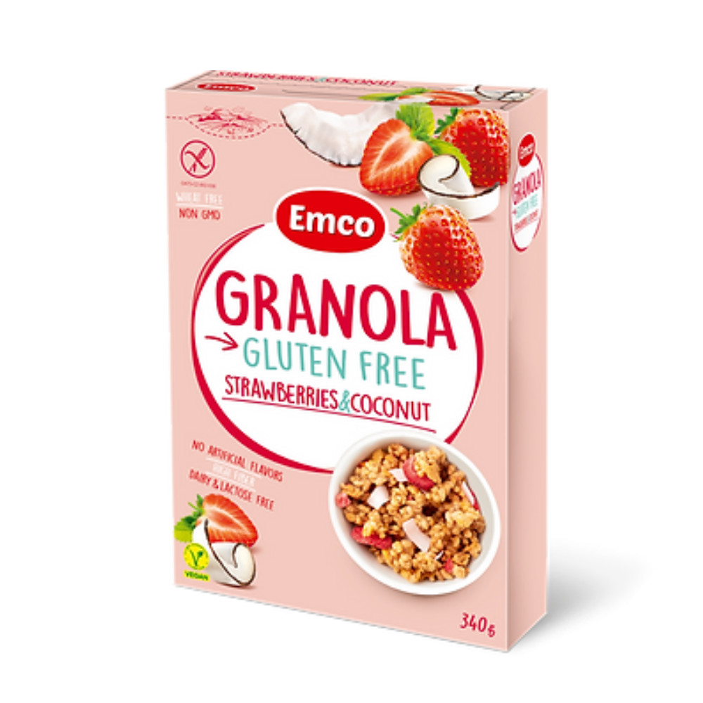 Emco Gluten free müsli with strawberries and coconut