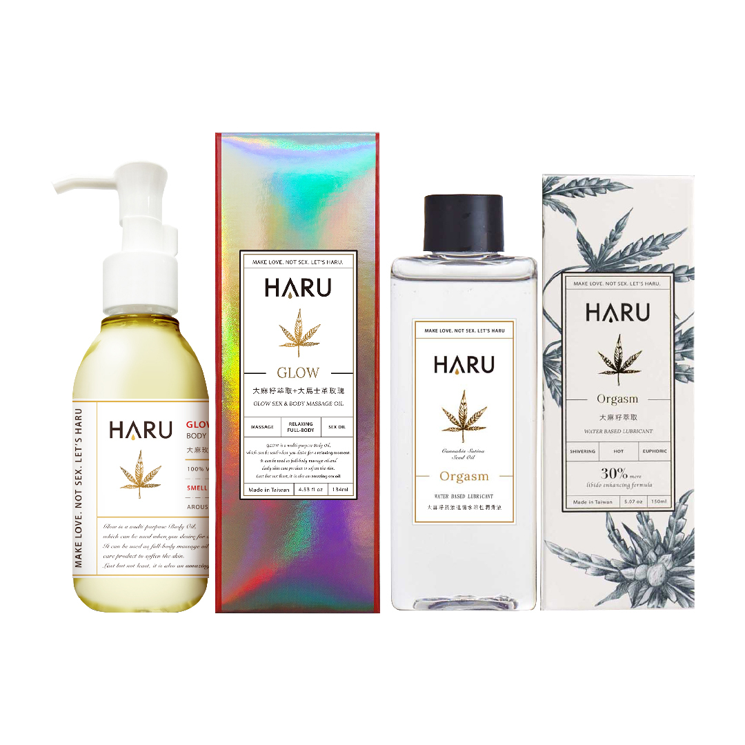 HARU GLOW大麻玫瑰按摩油 + HARU大麻潤滑液155ml