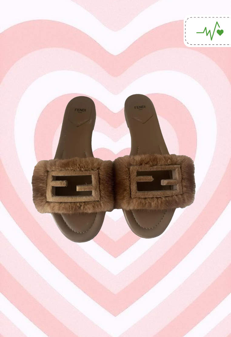 Unused Fendi Baguette Mink Fur Sandals - Size 37