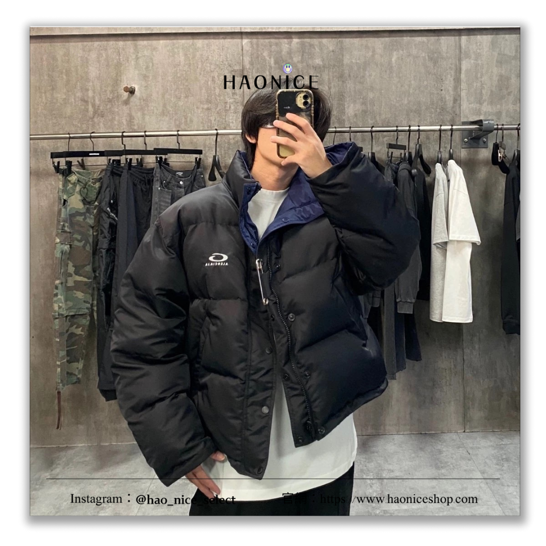 【HAO NICE】上海經銷商Balenciaga 巴黎世家 24FW長袖 雙面穿羽絨外套 新款 胸前刺繡小LOGO 素色百搭 秋冬必備