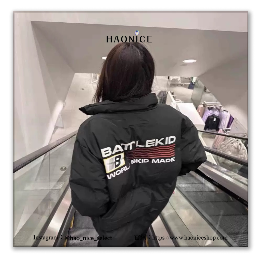 【HAO NICE】韓國🇰🇷BOBBY ABLEY韓式潮流 旗幟圖案 加絨保暖 長袖 素色麵包羽絨外套 秋冬必备款