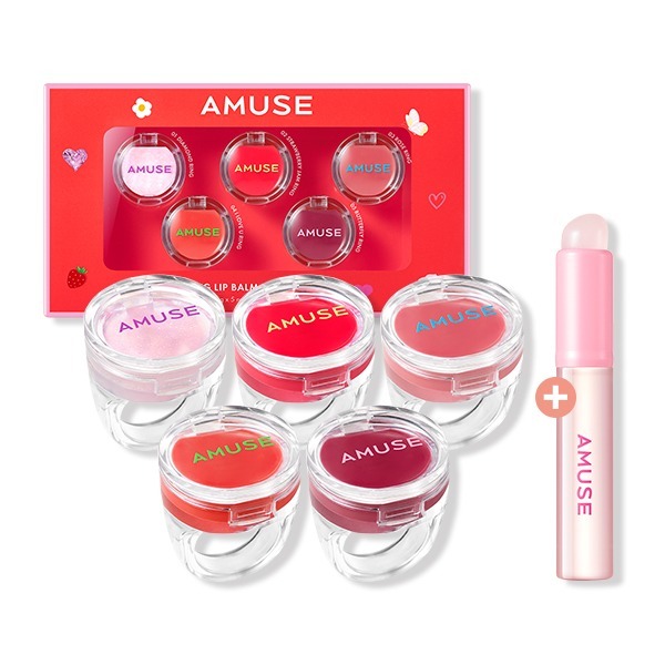 Amuse Ring Lip Balm Set (5ea+lip Bursh)
