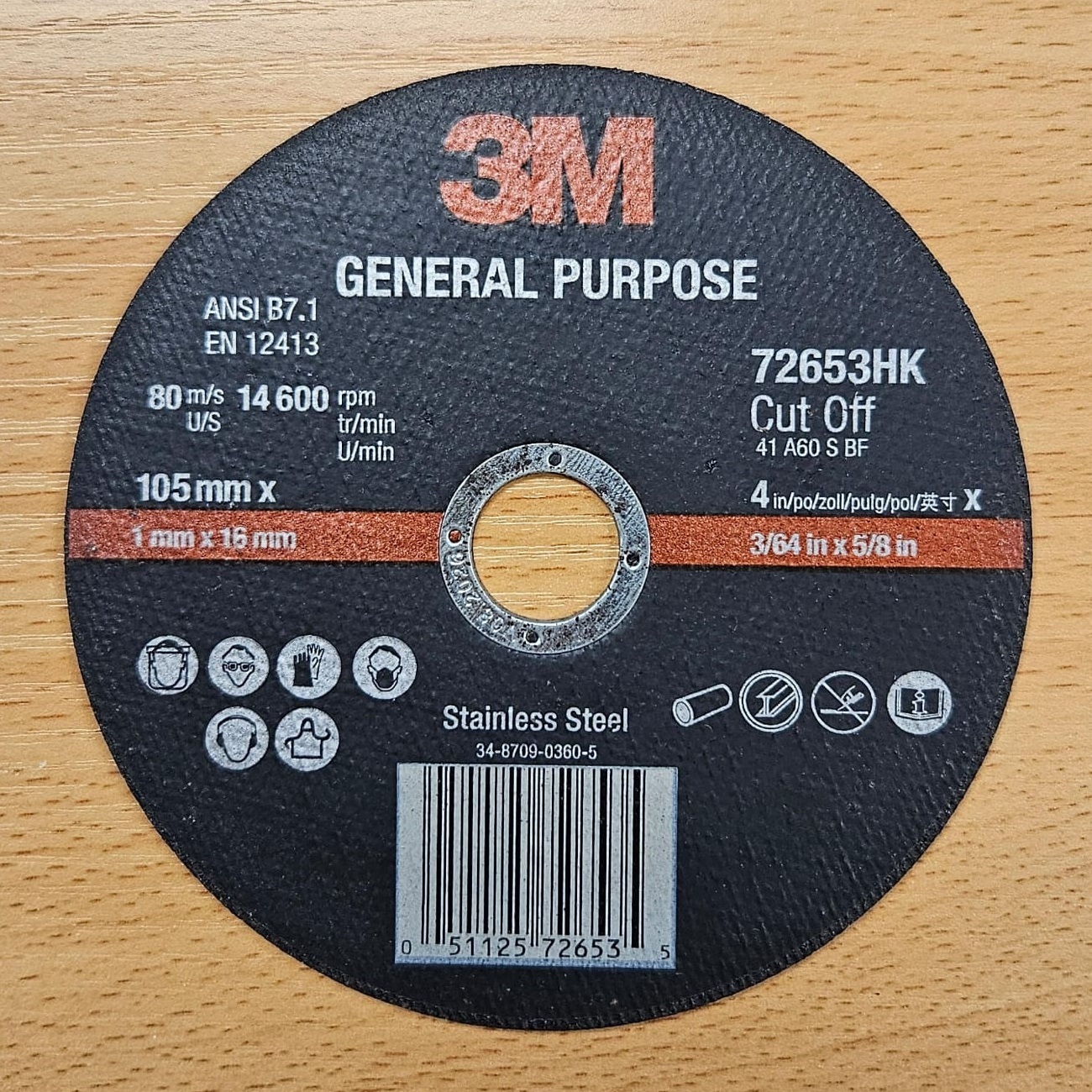 3M【黑霸王】不鏽鋼拮碟 STAINLESS STEEL CUTTING DISC 4”