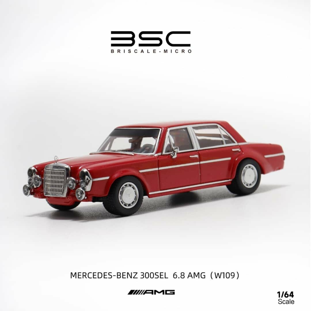 預訂:1/64 BSC Mercedes-Benz 300SEL 6.8 AMG W109 Red LHD