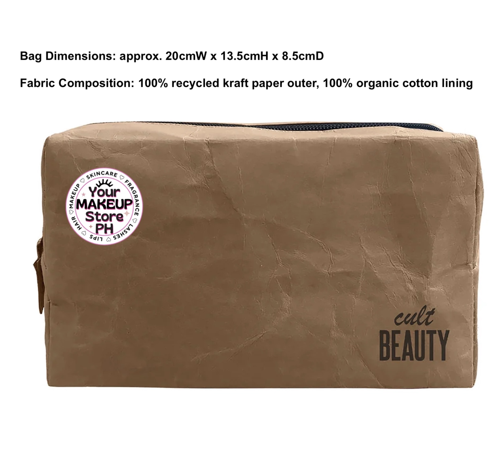 CULT BEAUTY Kraft Paper Make Up Bag