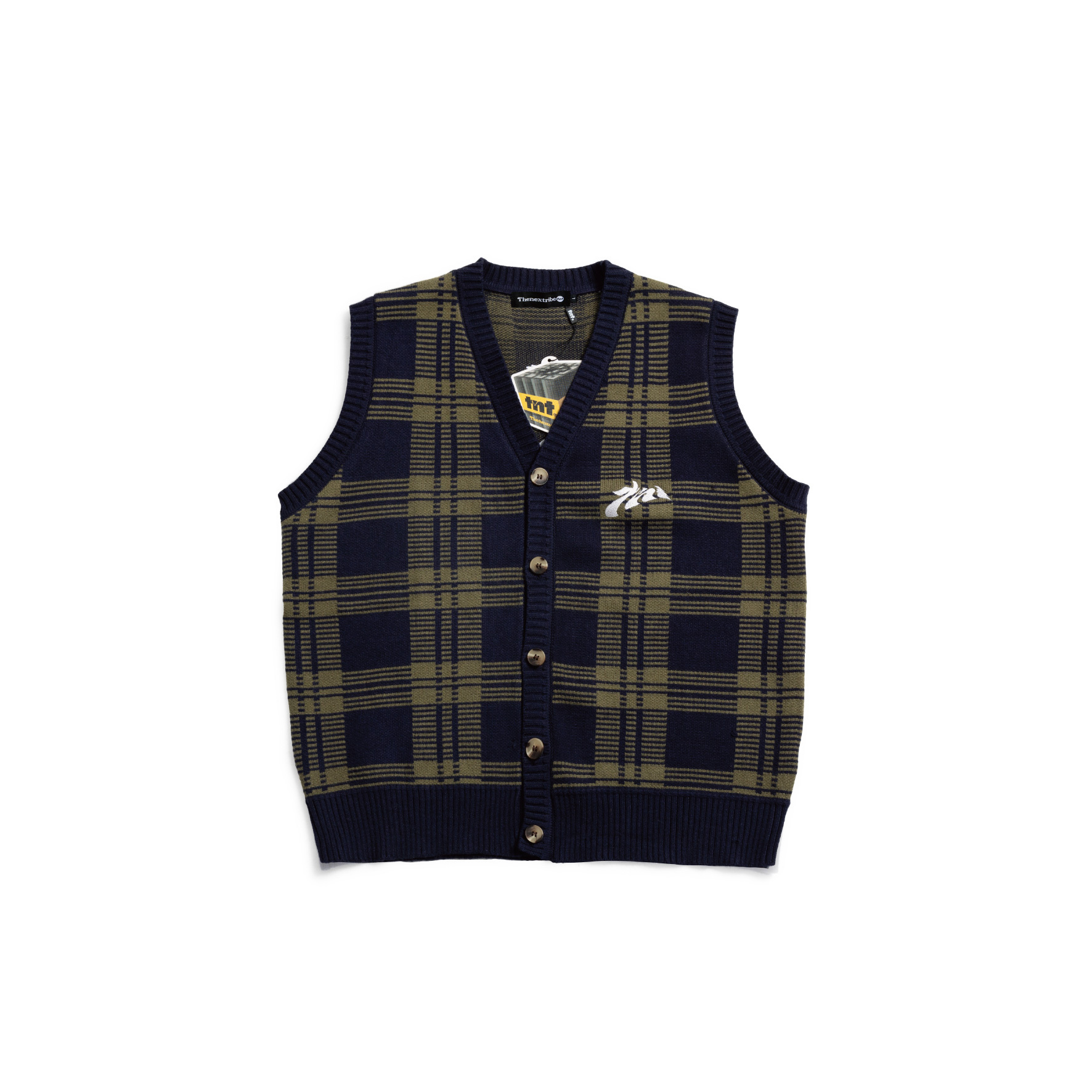 tnt green plaid knitted Vest