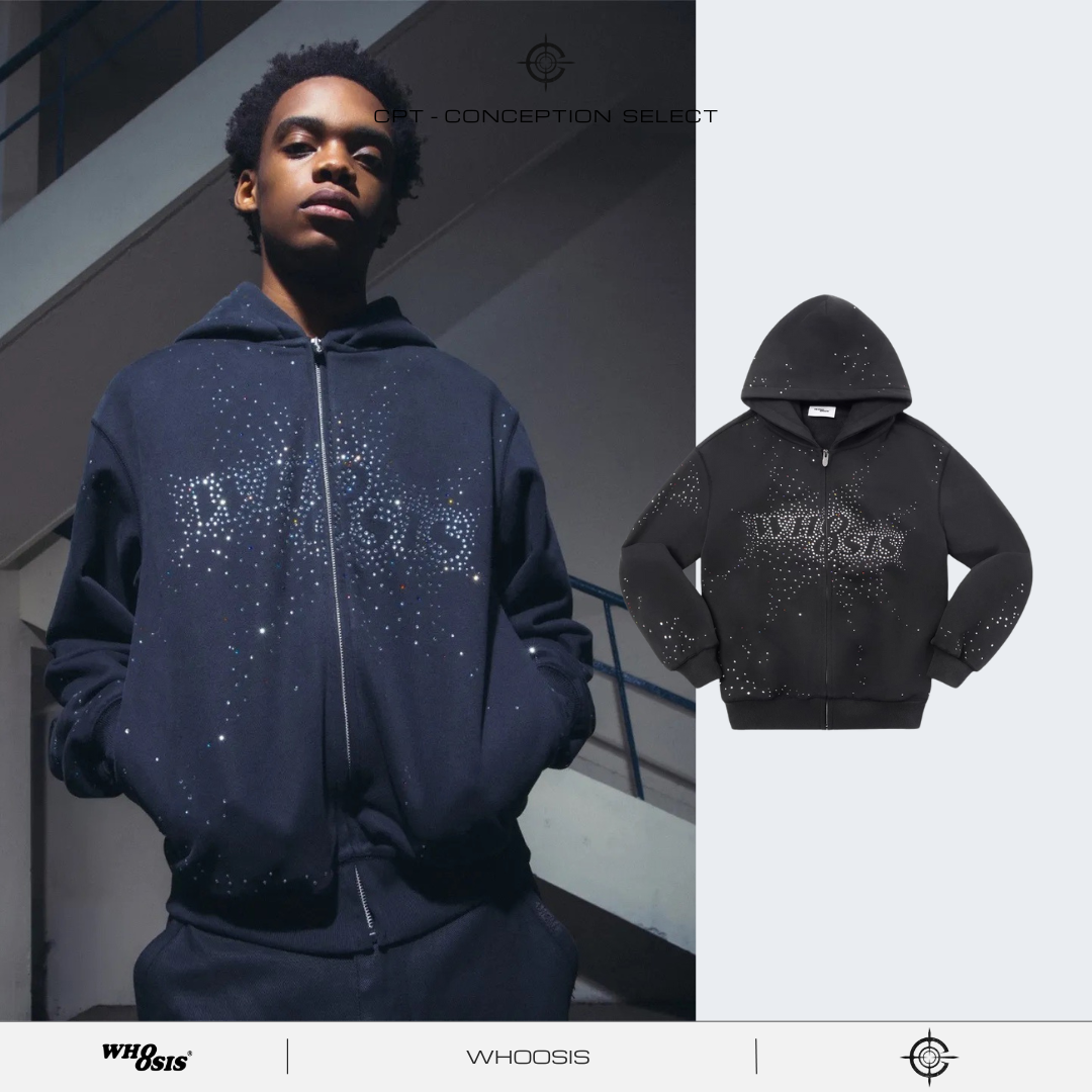 WHOOSIS 立體壓鑽 重磅純棉 美式寬鬆 連帽衛衣