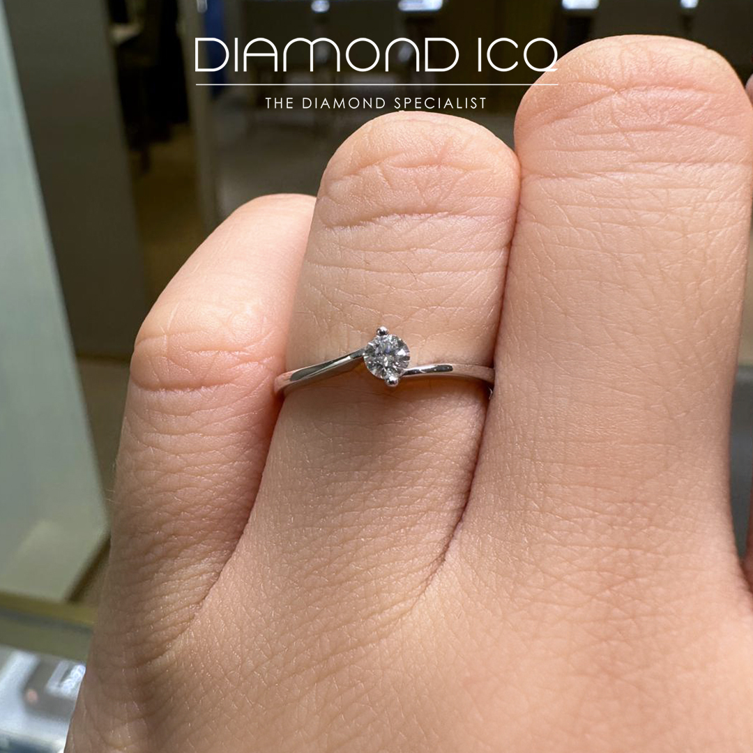 0.11 Round Shape With 18K White Gold Diamond Ring
