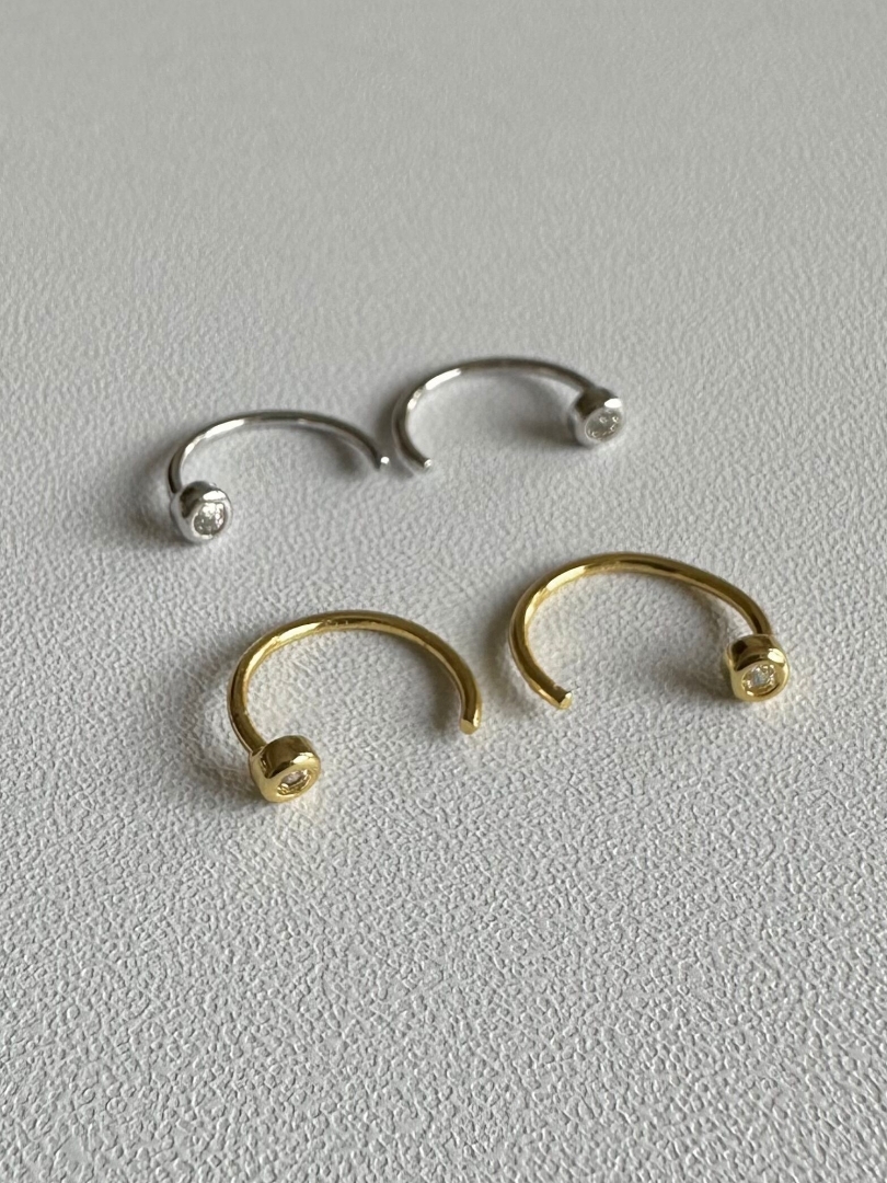 S925 one stone open hoop pierce | none tw