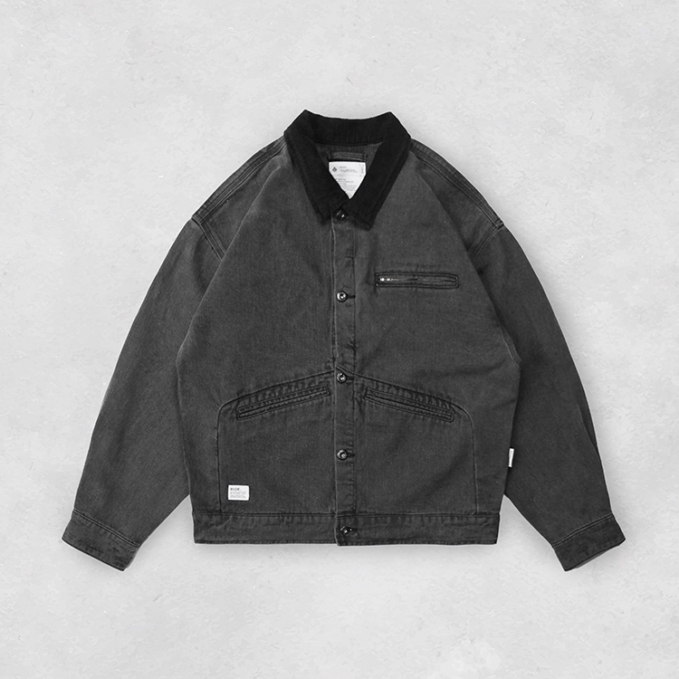 B-SIDE HEAVY WASHED DENIM JACKET Gray