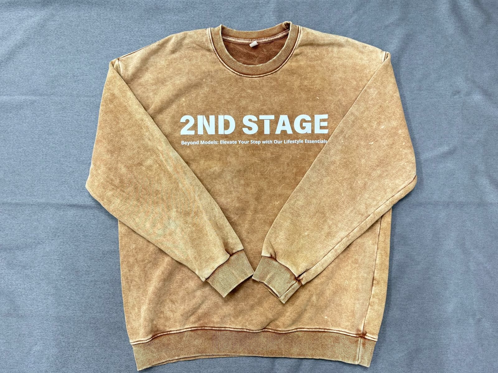 2nd Stage FADED WASHED SWEATER 2 WASHED KHAKI （洗水卡其）