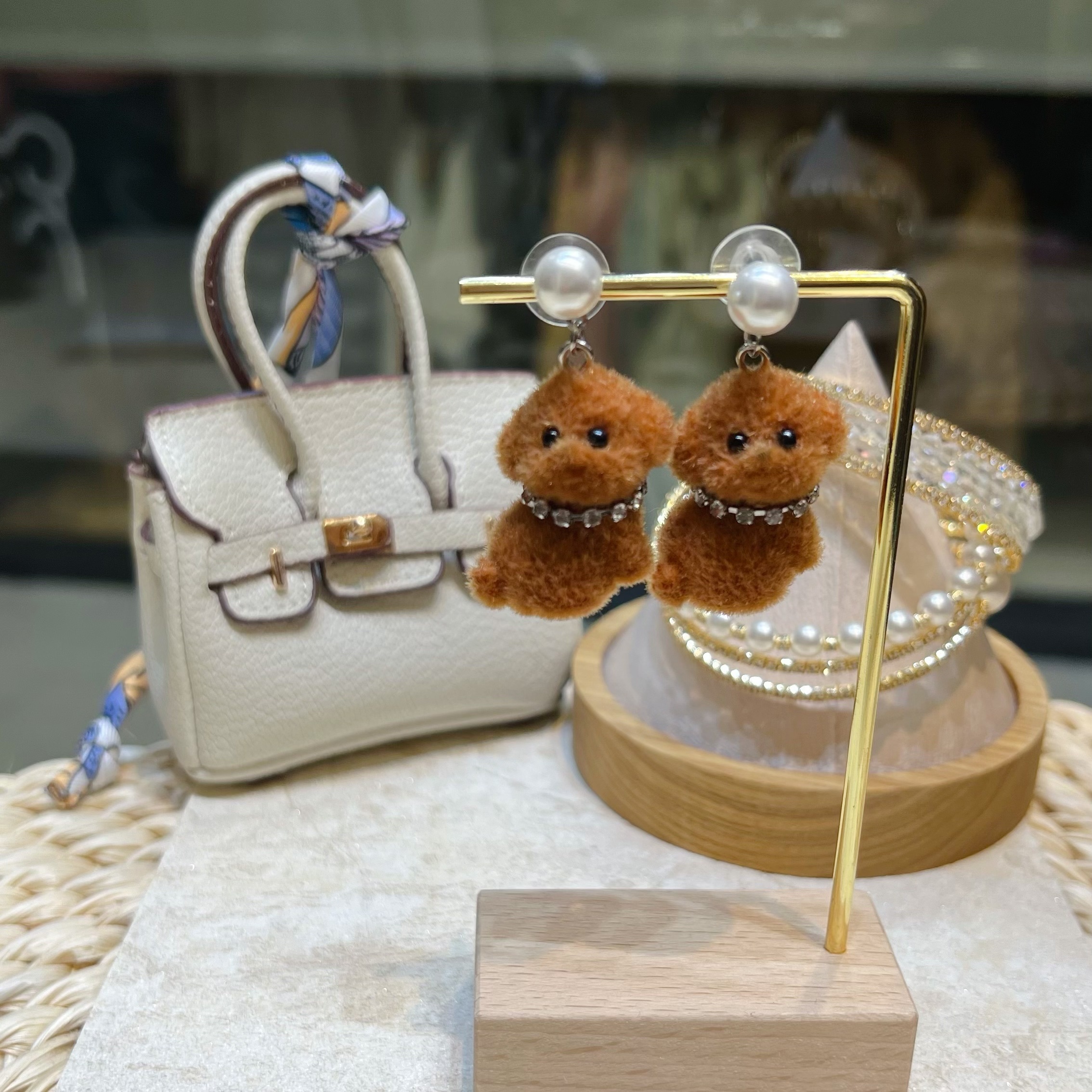 PYA1202 POODLE BLING BLING COLLAR EAR RING