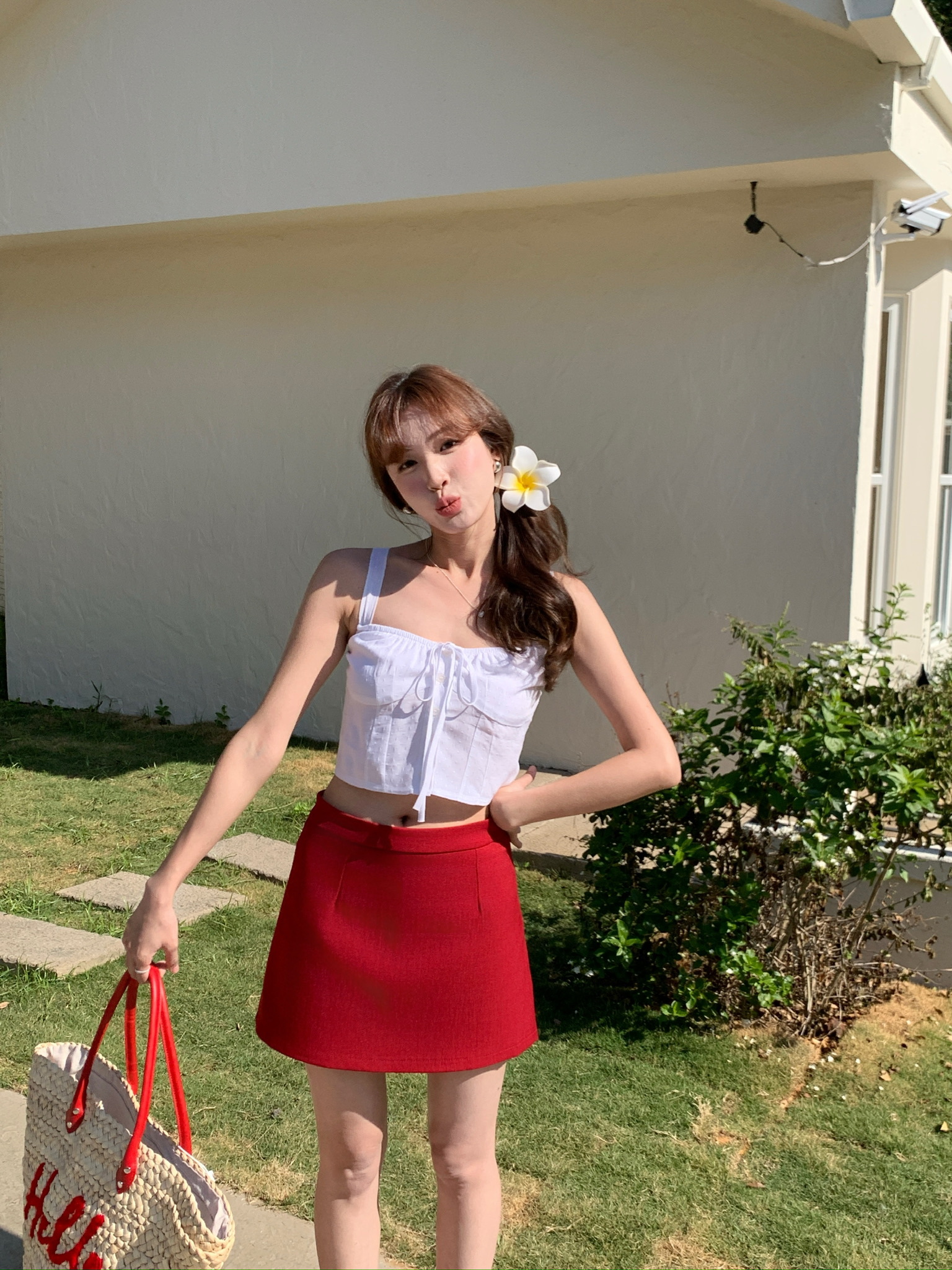 Summer Ribbon Slim Croptop in White