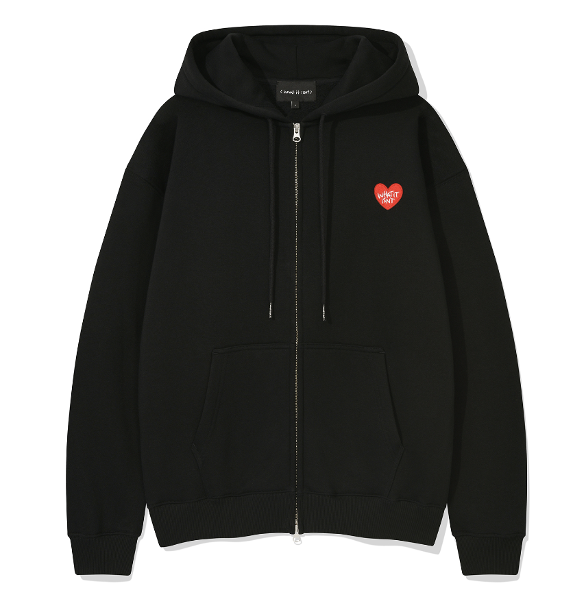 Wacky Willy Heart Wappen Fleece Hoodie - Black