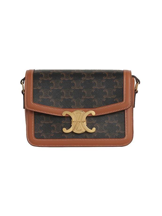 【ITALY】CELINE TEEN TRIOMPHE LOGO PRINT BAG IN CALF LEAT