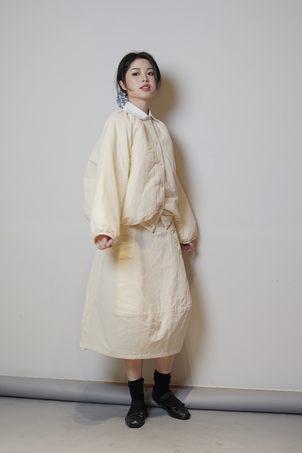 Cloud set: thin padded jacket (IVORY)