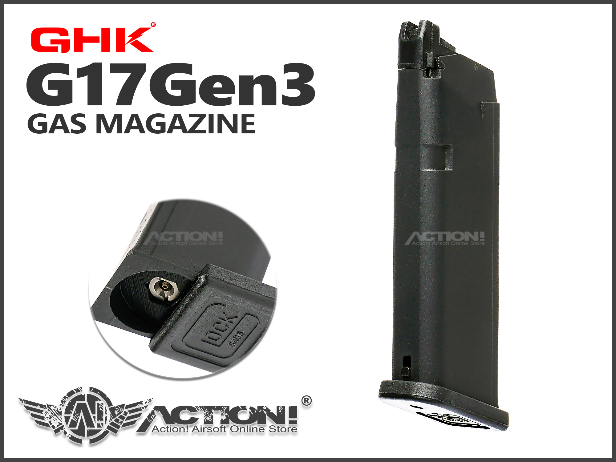GHK - G17 /GLOCK 17 Gen3瓦斯手槍專用 輕量化20發瓦斯彈匣