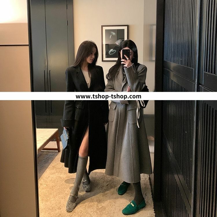 羊毛雙面毛呢收腰外套(兩色)T6247 Tshop&titi女裝