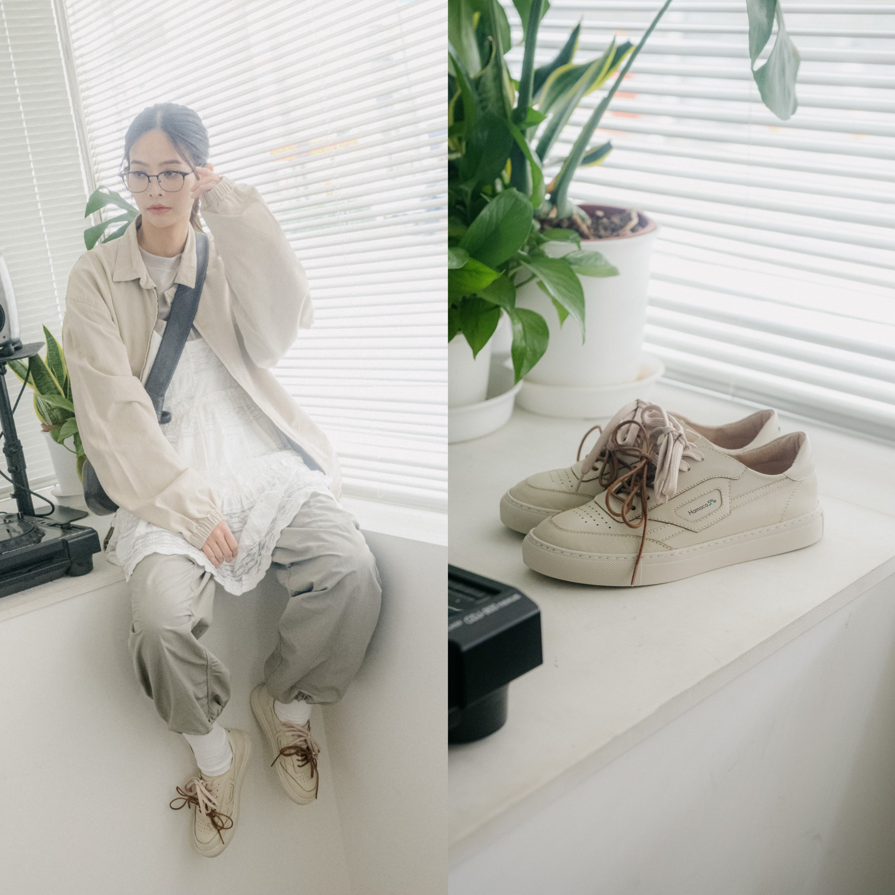 Aero 真皮街頭休閒鞋 (米) 女款｜哈漫克【官網獨家】HamacaSole