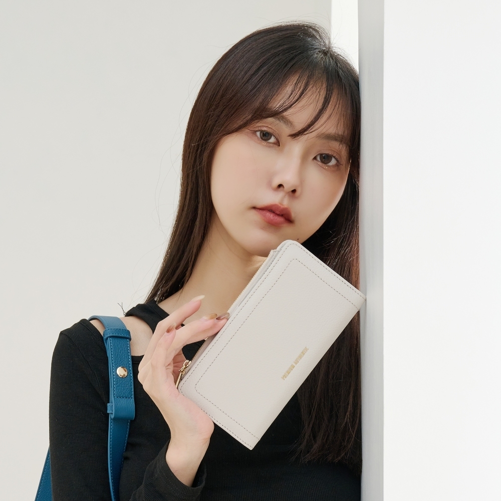Premium Authentic-PA．CREPE簡約真皮拉鍊長夾(5色)