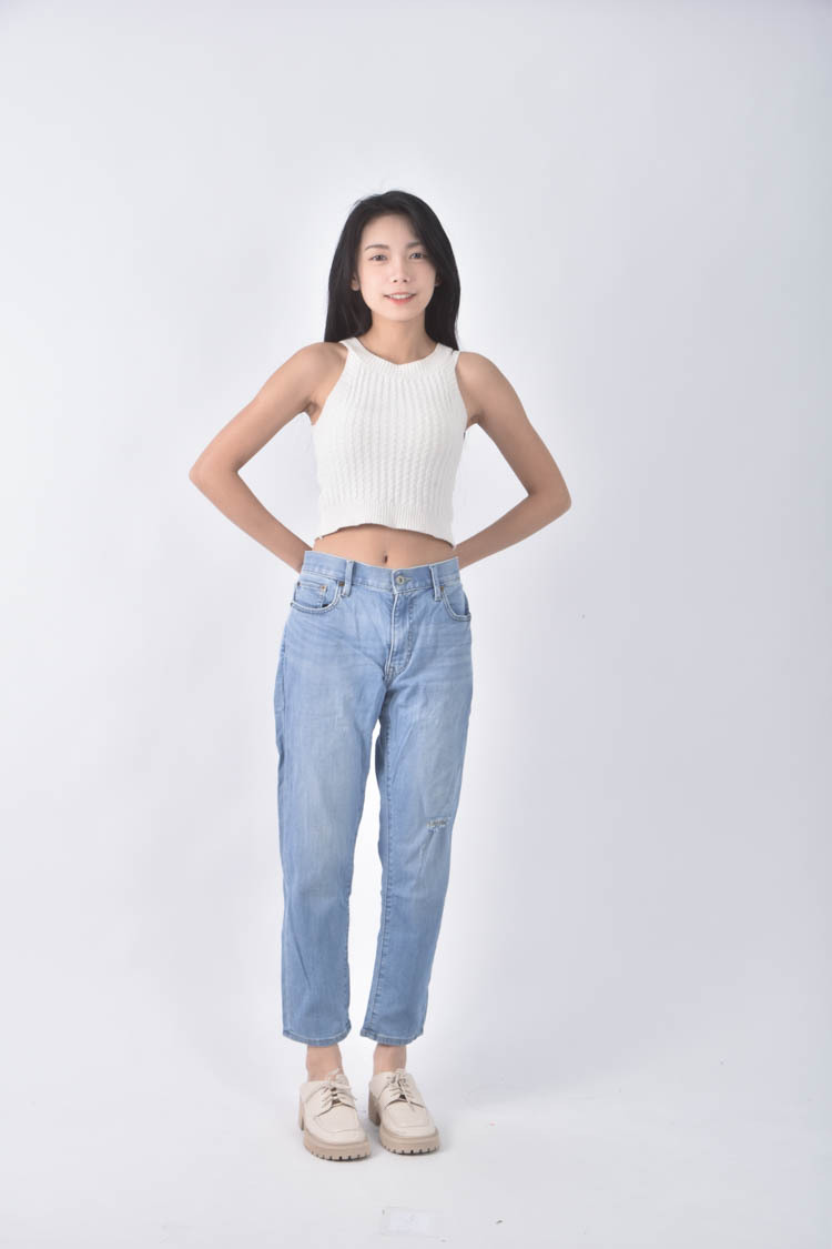 二拾衫-(L) lativ丹寧牛仔棉質直筒藍色長褲二手衣｜30日無條件退貨