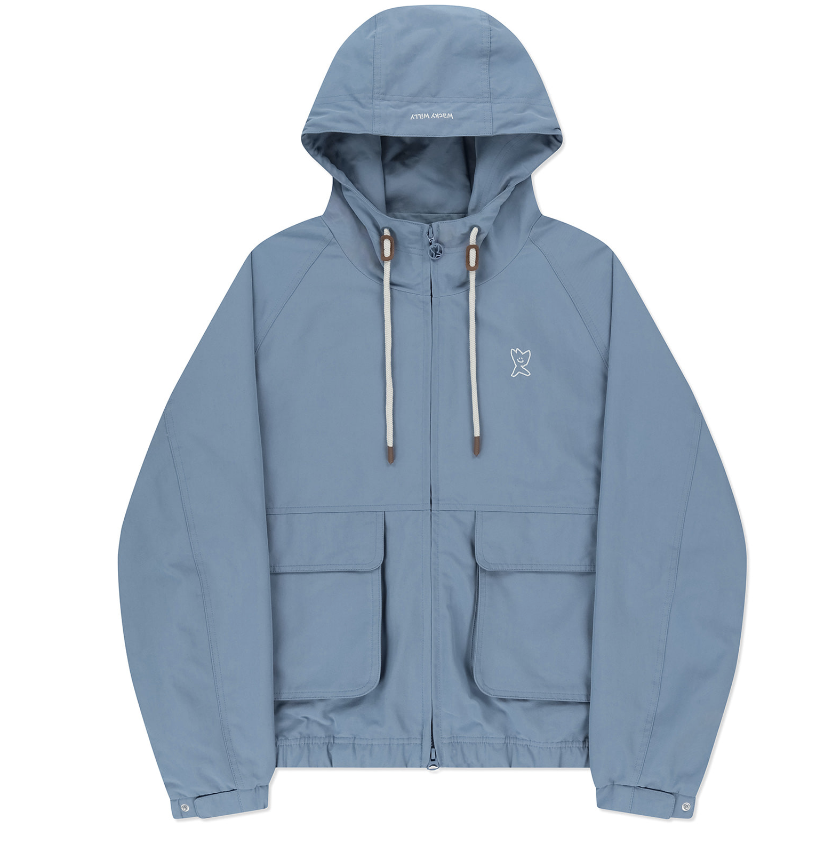 Wacky Willy Basic Cotton Hooded Windbreaker Blue