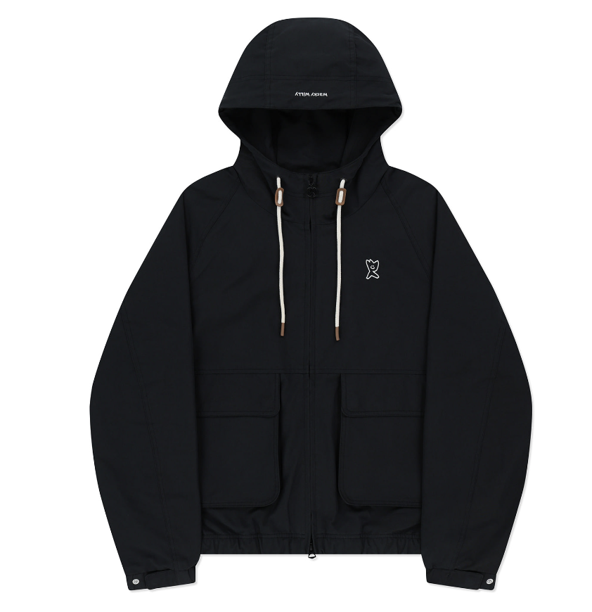 Wacky Willy Basic Cotton Hooded Windbreaker Black