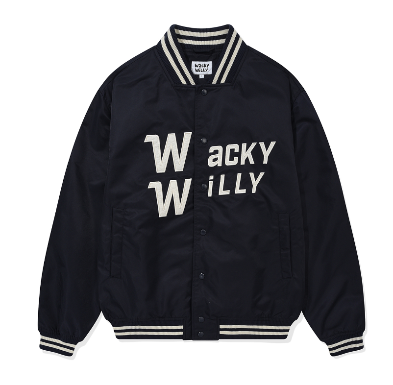 Wacky Willy Nylon Varsity Jacket Dark Navy