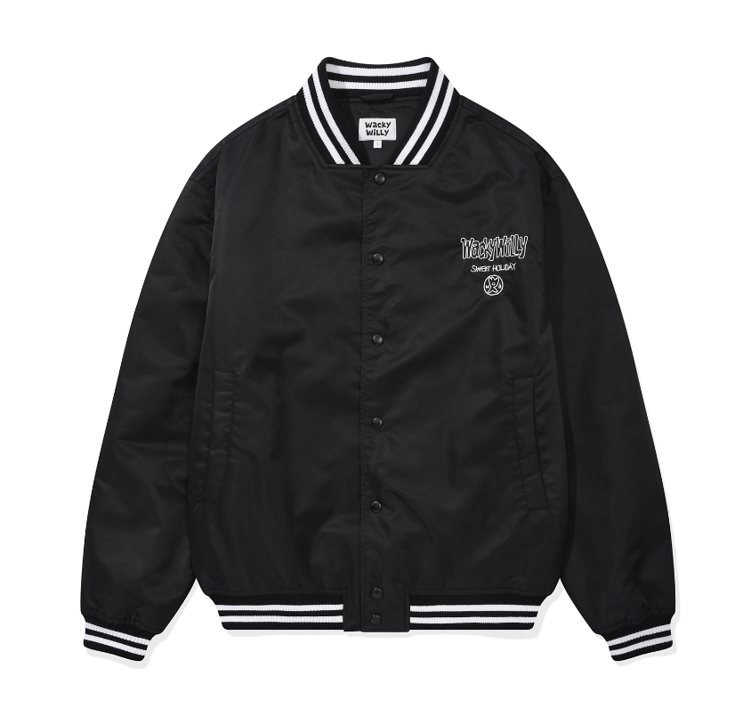 Wacky Willy Nylon Varsity Jacket Black