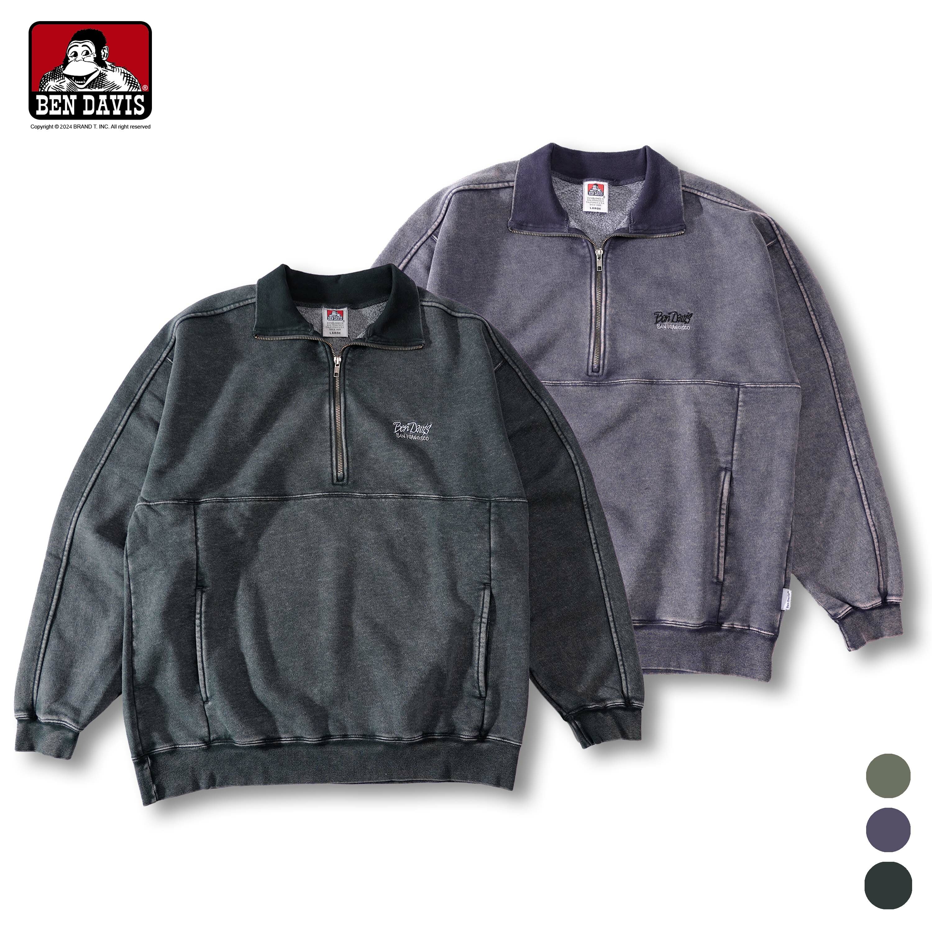 【BEN DAVIS】FADED HALF ZIP TRACK TOP