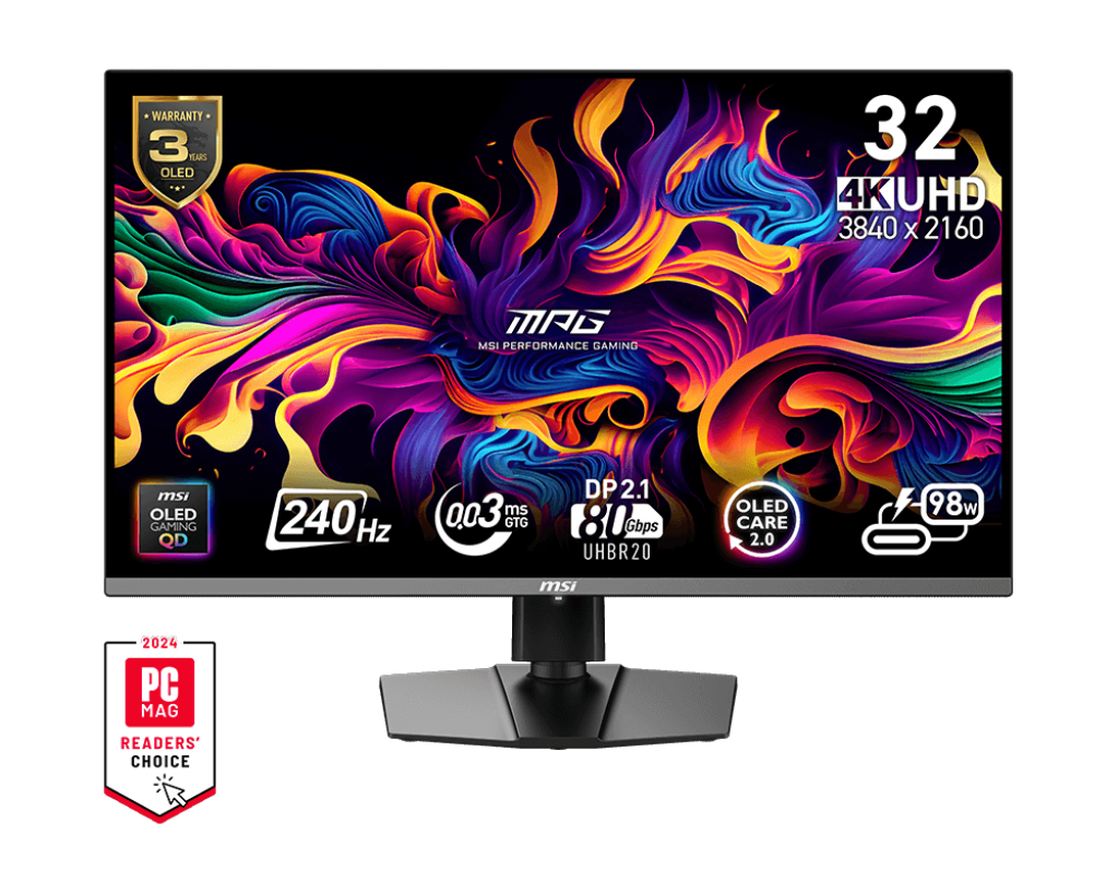 MSI MPG322URX QD-OLED 32" 4K 240Hz DP2.1 量子點電競顯示器
