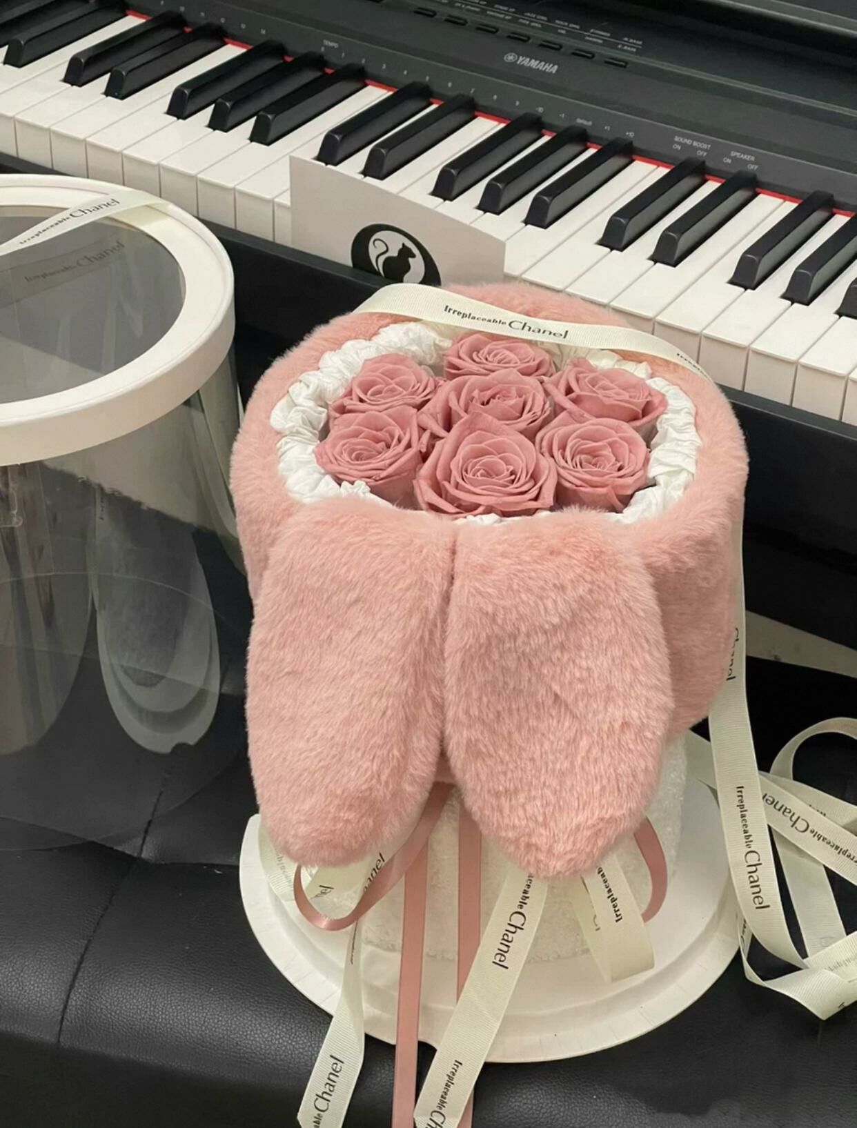 Pink Bunny Ear Soap Roses Bouquet - 7 Stalks