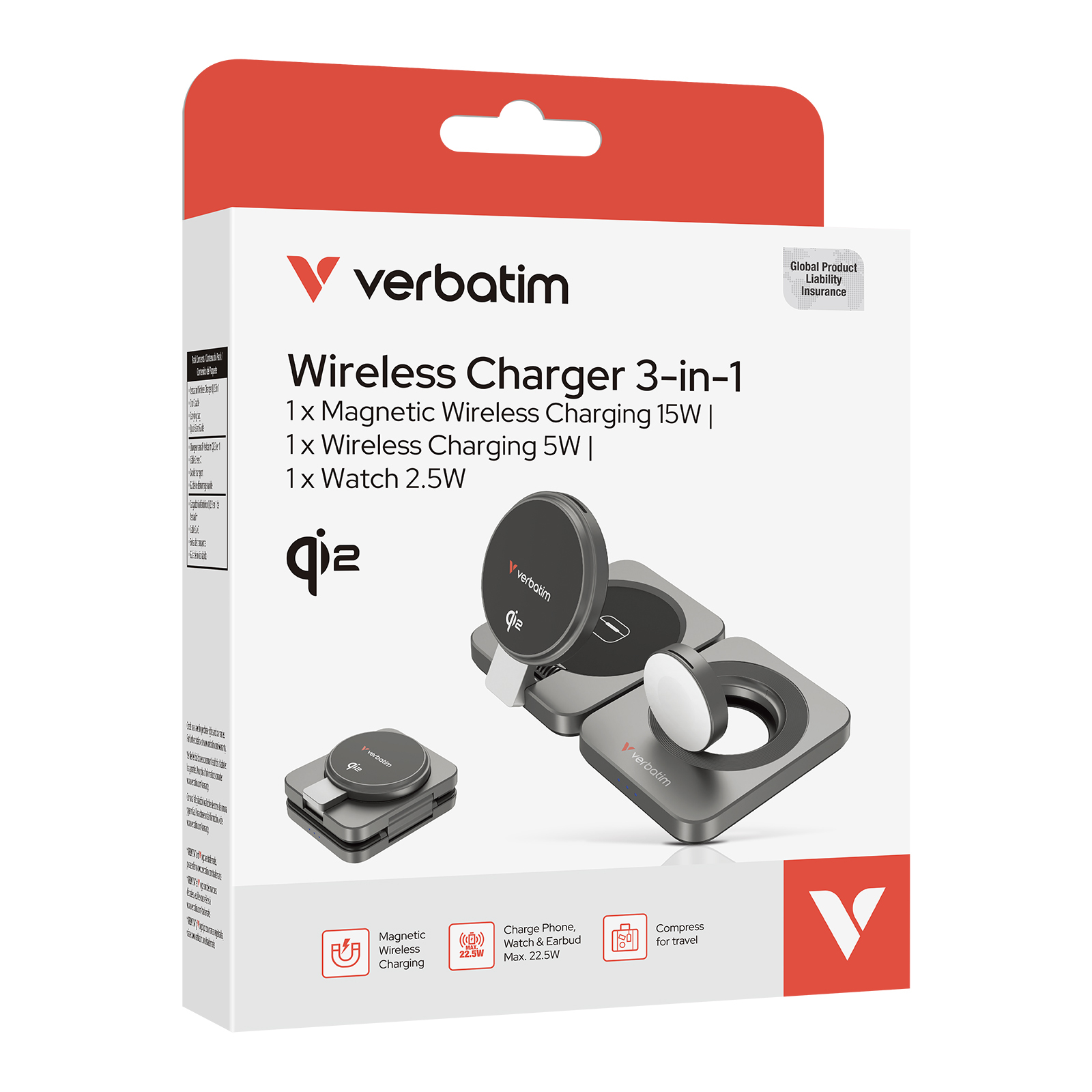 Verbatim Qi2 3-in-1 Wireless Charger