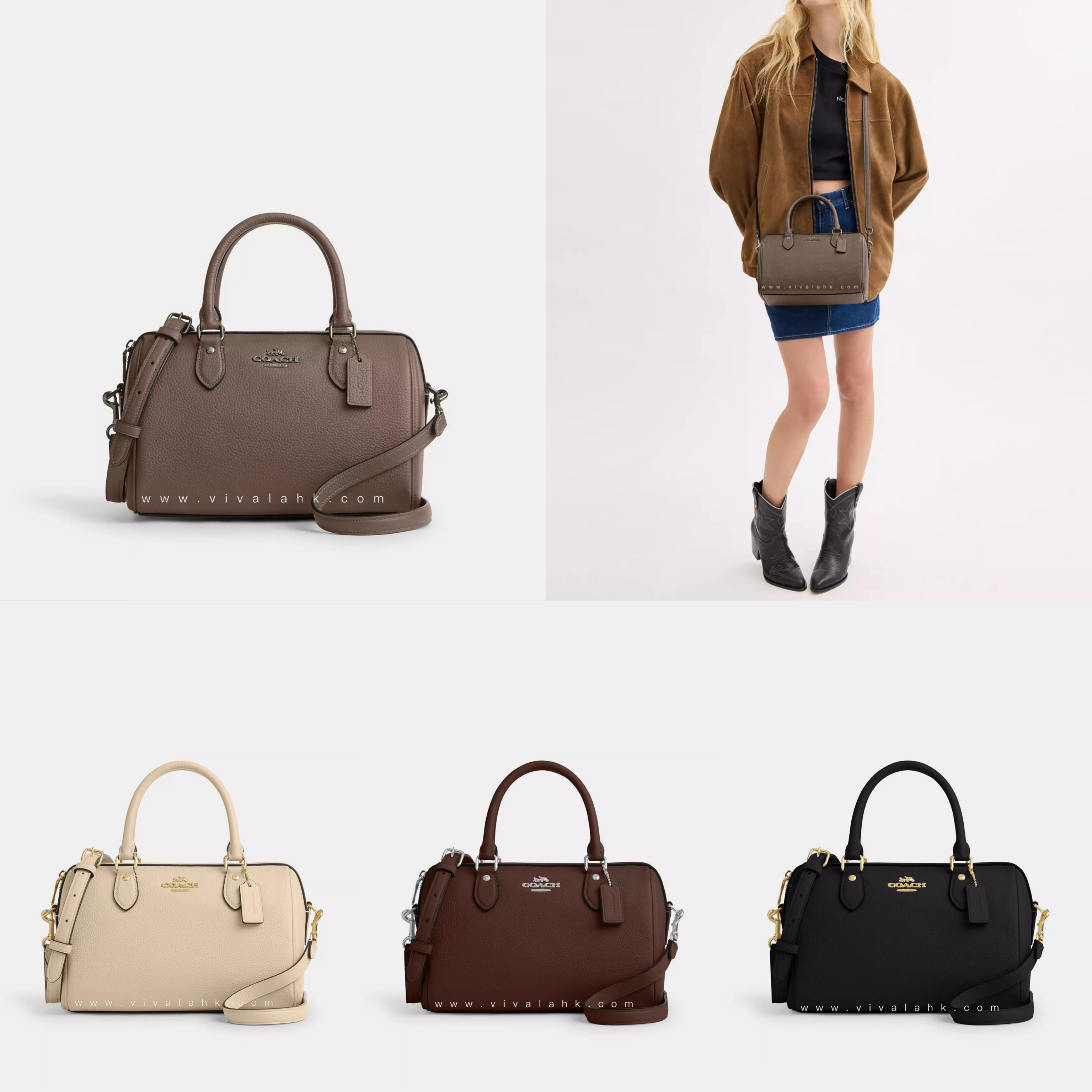 Coach - Rowan 手提+斜孭多用袋 (荔枝皮) (CV962)