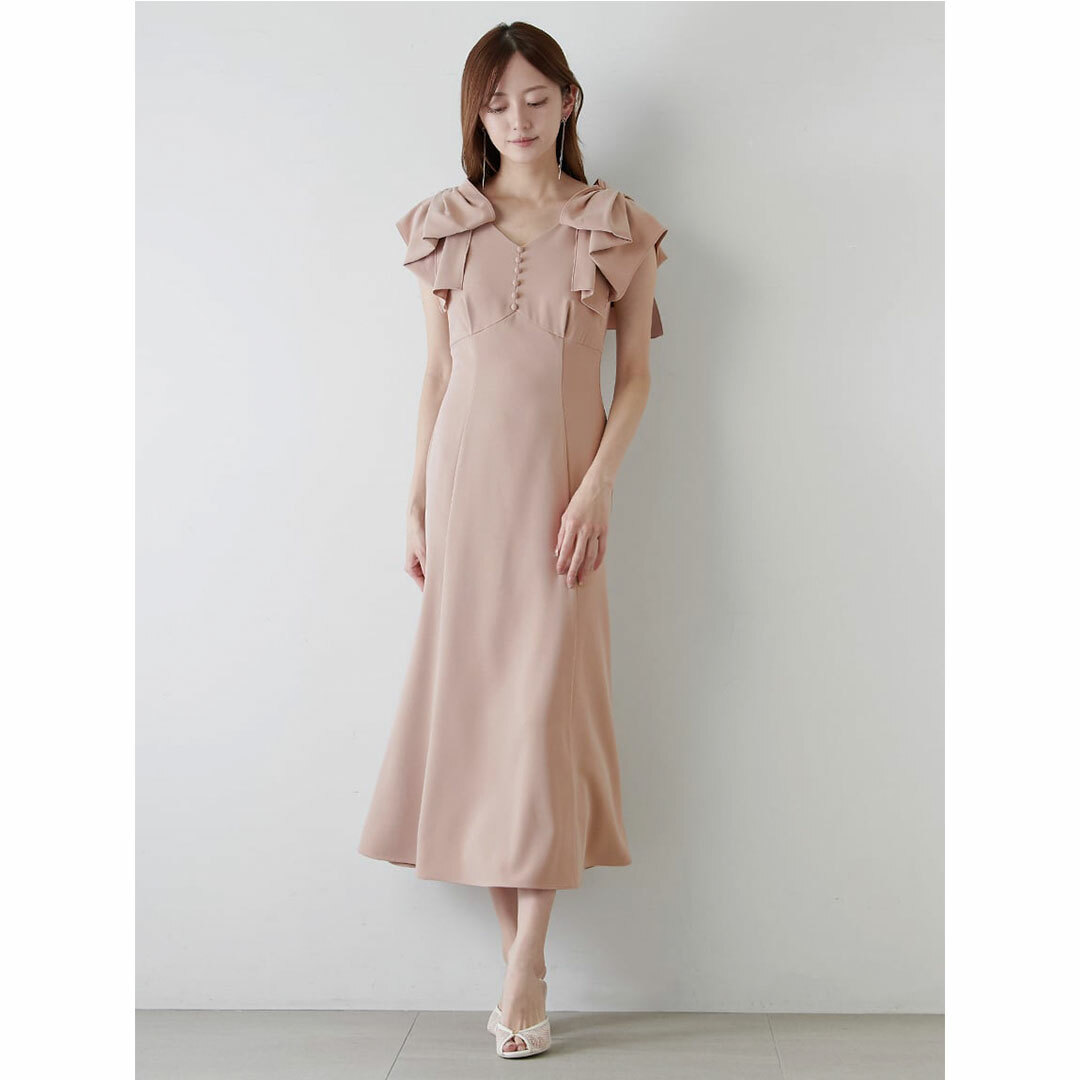 【SNIDEL】V 領蝴蝶結連身裙 SWFO251066