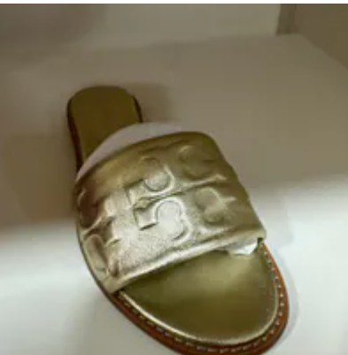 [S] TORY BURCH EVERLY HIGH FREQUENCY SLIDE ARCHOR METALLIC,SPARK GOLD ...