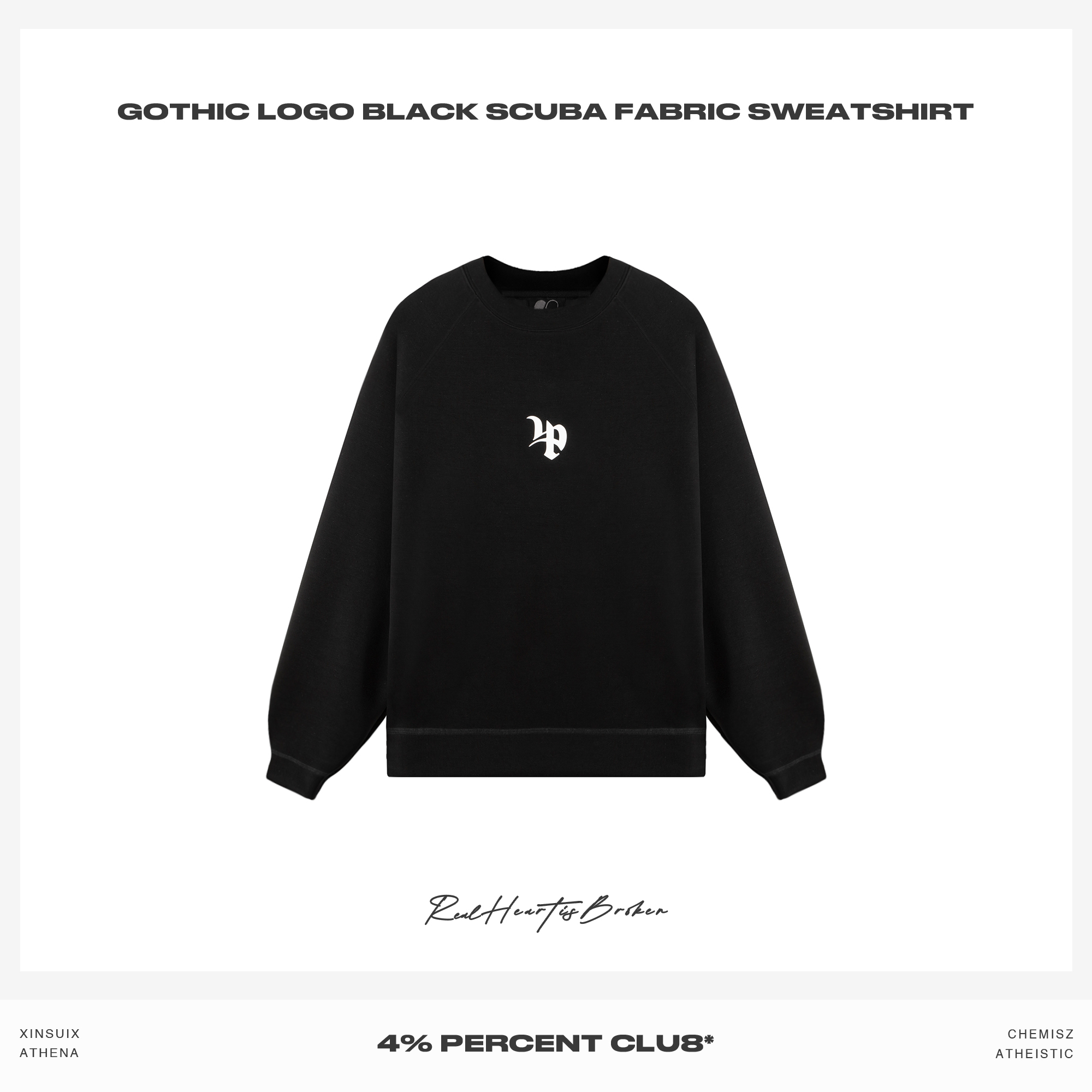 GOTHIC LOGO BLACK SCUBA FABRIC SWEATSHIRT / 歌德款液氨空氣棉長袖衛