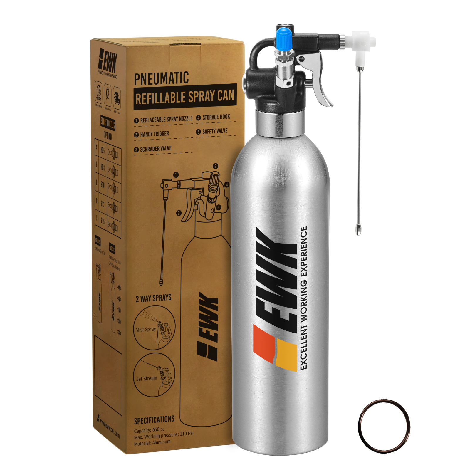 Refillable Compressed Air Aerosol Spray Can | EWK