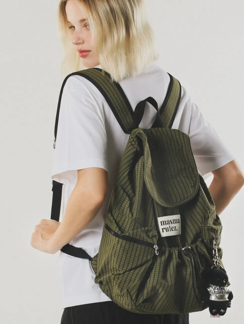 [MASMARULEZ] String flap backpack _ Check Khaki