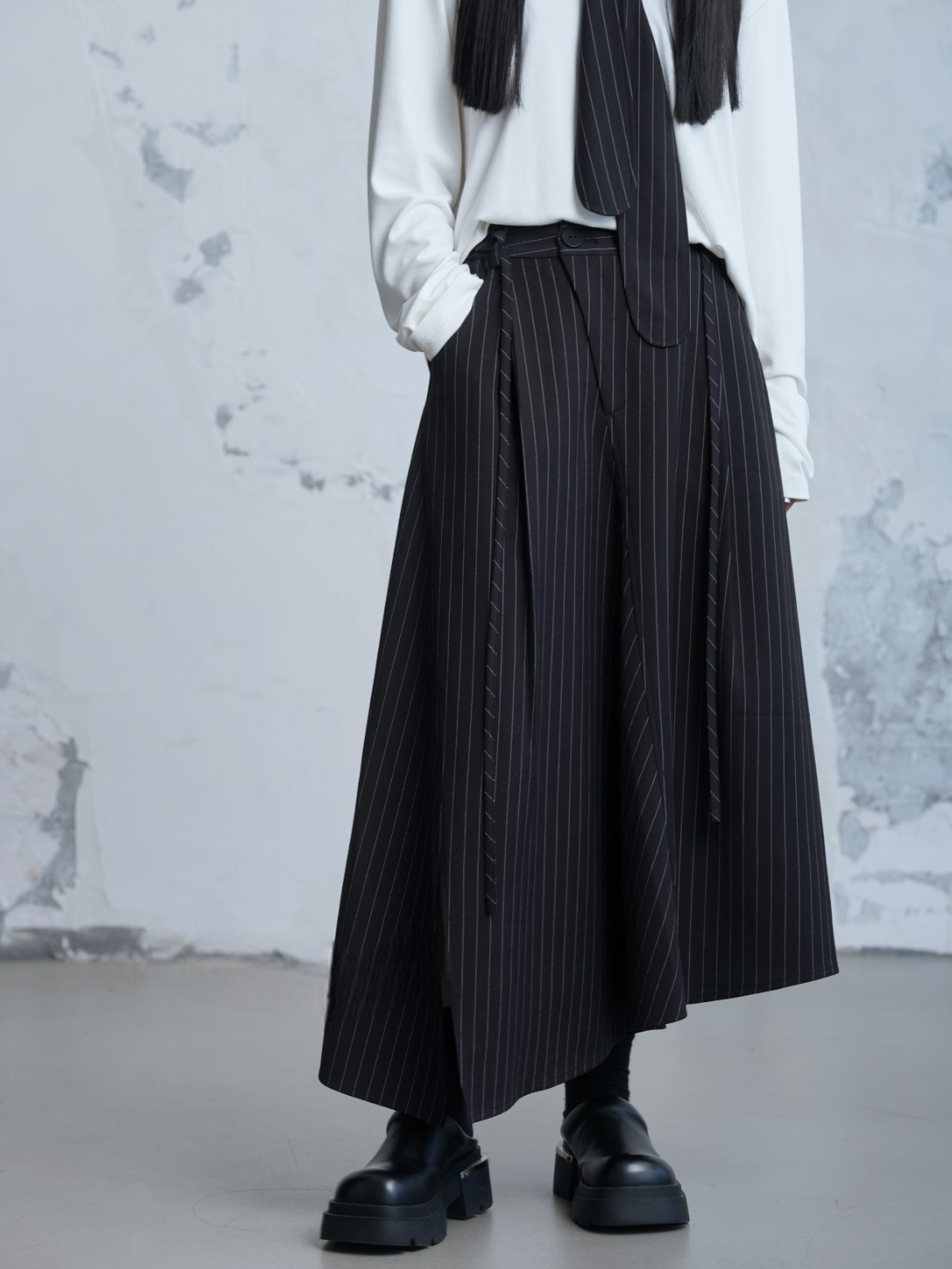 SH031-B Pinstripe Asymmetrical Skirt (SD)