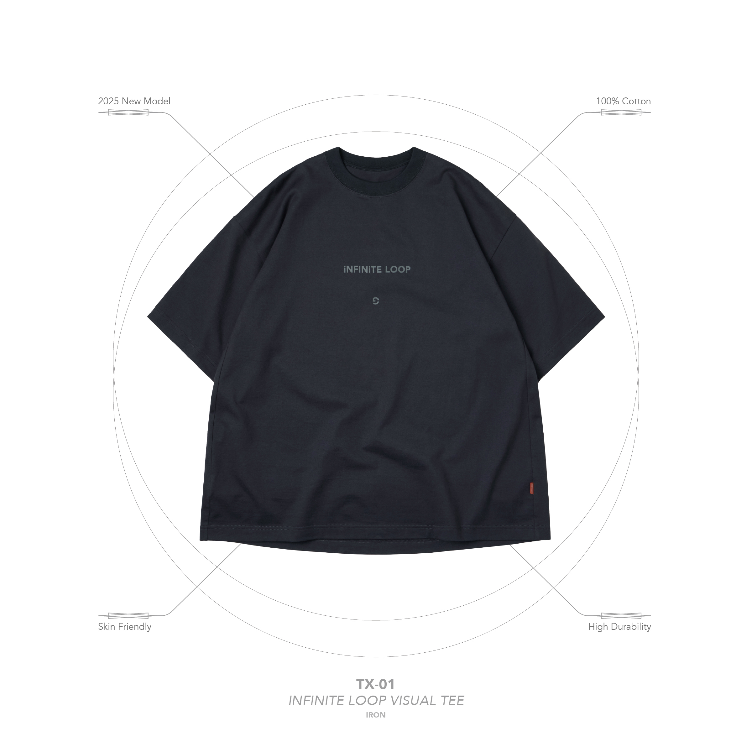 “TX-01” iNFINiTE LOOP Visual Tee - Iron