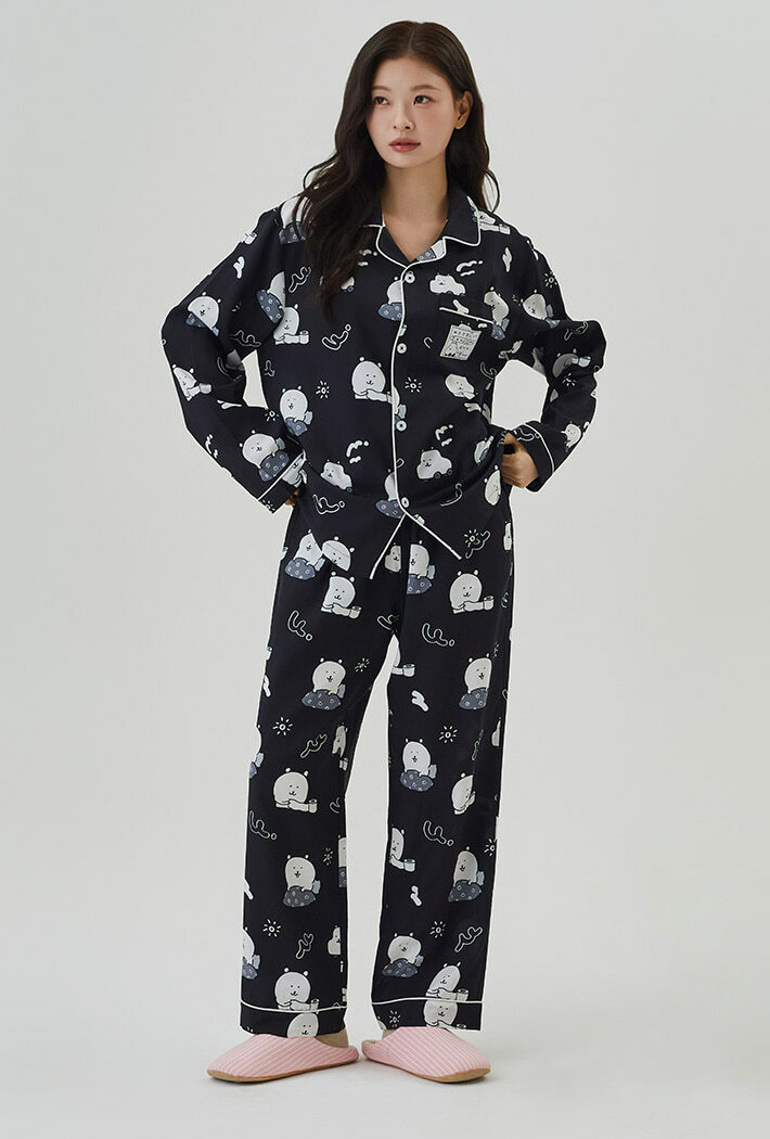 Damgom！SPAO 長袖睡衣 Black