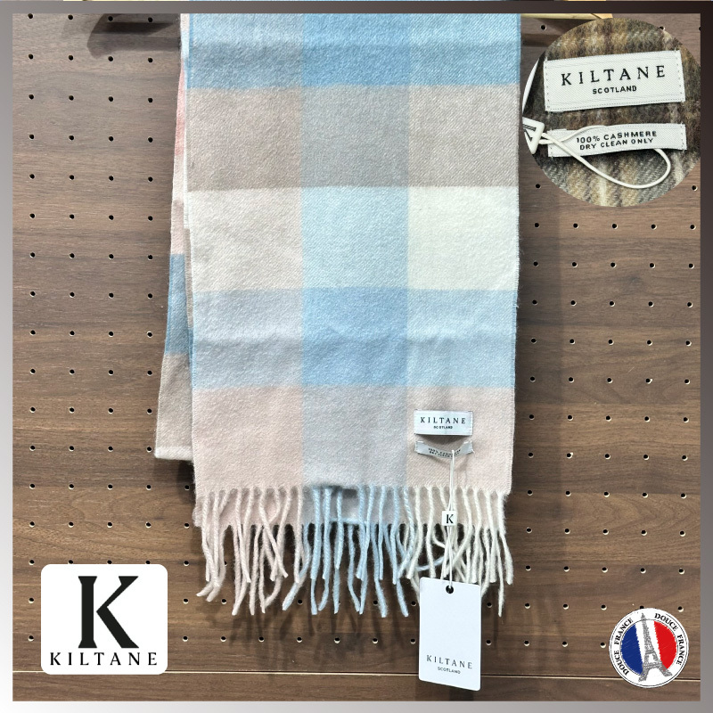 Kiltane Cashmere Scarf - Seashell 3 Square Check