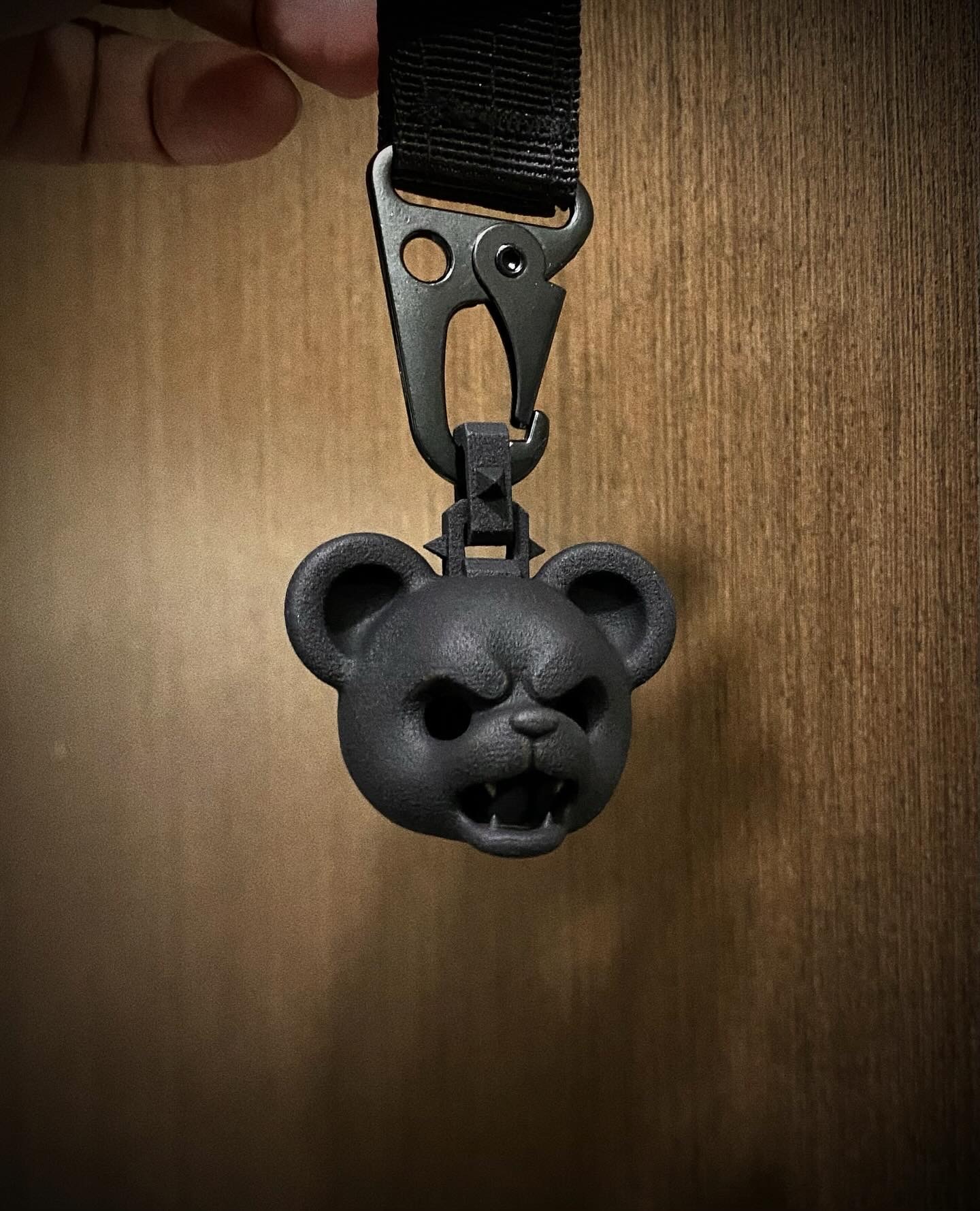 Angry bear nylon keychain