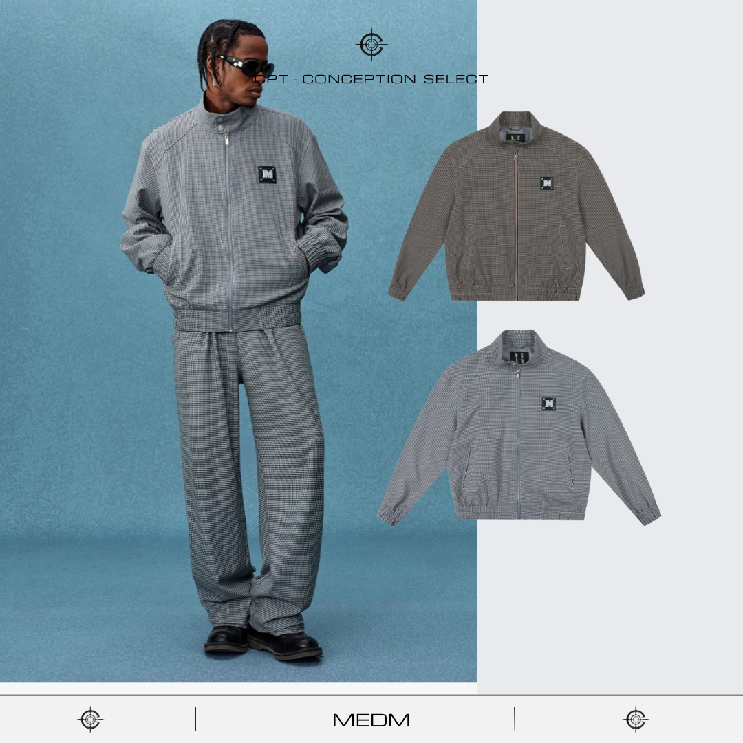 MEDM 千鳥格 立領 雙扣 休閒復古 運動外套 (BOXY)