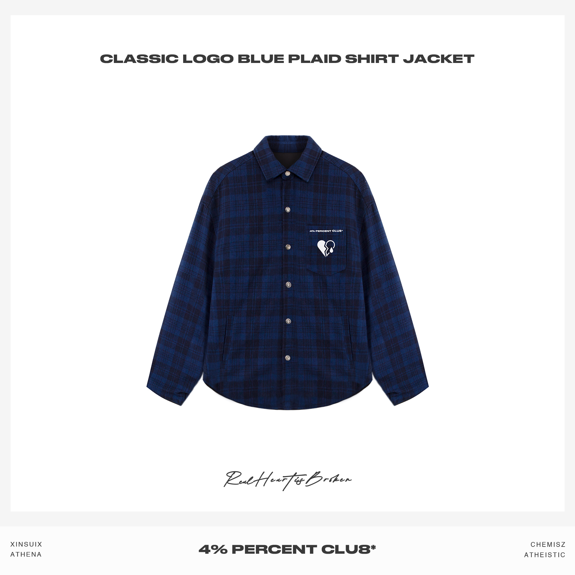 CLASSIC LOGO BLUE PLAID SHIRT JACKET / 經典款藍色格子襯衫外套